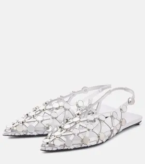 Attico Grid Leather Ballet Flats - Silver
