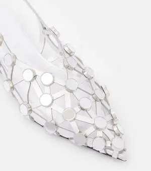 Attico Grid Leather Ballet Flats - Silver