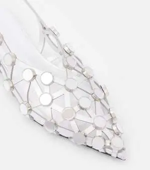 Attico Grid Leather Ballet Flats - Silver