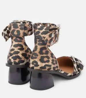 GANNI Leopard-print Satin Pumps