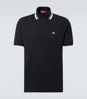Gucci Gg Web Cotton-blend Polo Shirt - Black