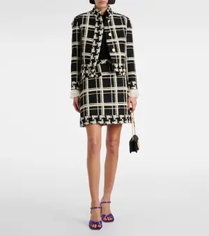 Valentino Garavani Mossi Wool-blend Tweed Miniskirt