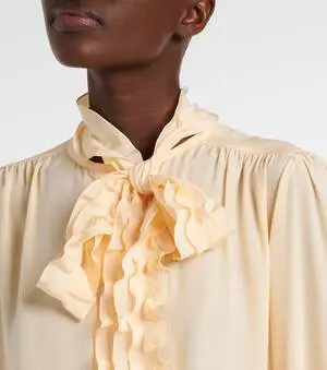 Valentino Garavani Silk Crepe De Chine Shirt With Ruffle Detail