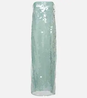 Staud Casey Strapless Maxi Dress - Blue