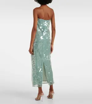 Staud Casey Strapless Maxi Dress - Blue