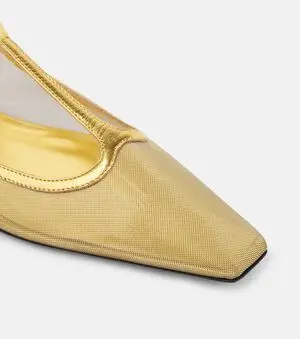 Attico Juno Mesh Mary Jane Flats - Gold