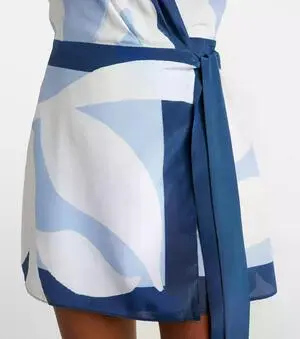 SIR THE LABEL Sir Portia Printed Silk Satin Wrap Dress - Blue