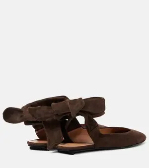 Attico Cloe Suede Slingback Flats - Brown