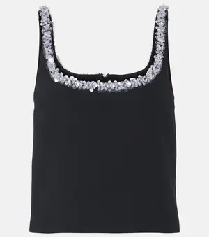 Gucci Sequined Silk And Wool Crêpe Cady Tank Top