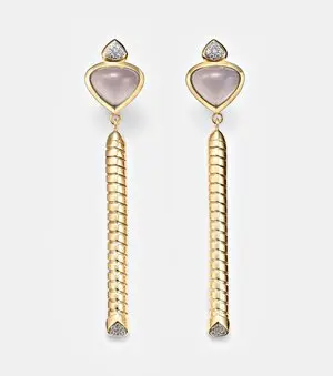 Marina B 18kt Yellow Drop Earrings With Chalcedony And Diamonds - Gold
