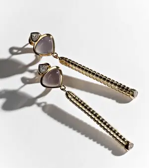 Marina B 18kt Yellow Chalcedony And Diamond Drop Earrings