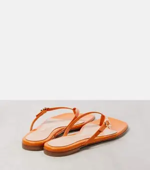GIANVITO ROSSI Patent Leather Thong Sandals With Buckle Detail - Orange
