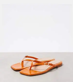 GIANVITO ROSSI Ribbon Patent Leather Thong Sandals - Orange