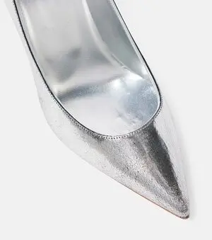 CHRISTIAN LOUBOUTIN Kate 85 Metallic Leather Pumps - Silver