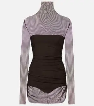 Norma Kamali Turtleneck Mesh Minidress