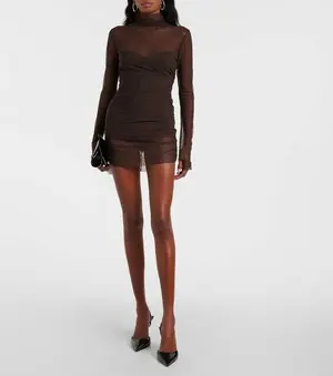 Norma Kamali Turtleneck Mesh Minidress