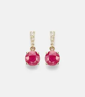 STONE AND STRAND 14kt Gold Ruby And Diamond Earrings - Red