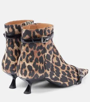 GANNI Leopard-print Ankle Boots - Multicoloured