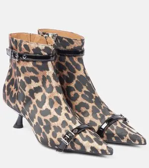 GANNI Leopard-print Ankle Boots - Multicoloured