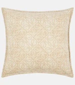 Loewe Anagram Wool And Cashmere Cushion - Neutrals