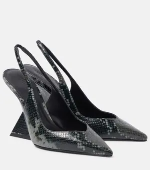 Attico Cheope 105 Leather Slingback Pumps - Black