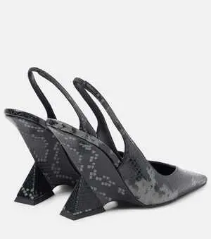 Attico Cheope 105 Leather Slingback Pumps - Black