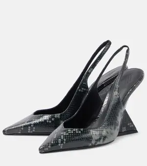 Attico Cheope 105 Leather Slingback Pumps - Black