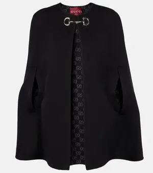 Gucci Horsebit Wool And Silk Cape - Black