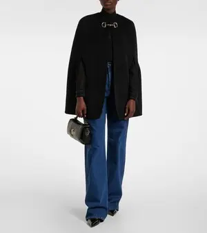 Gucci Horsebit Wool And Silk Cape - Black