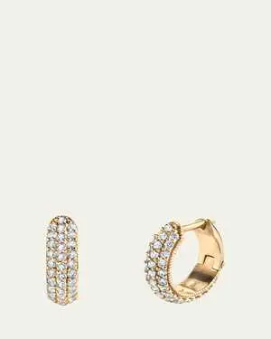 Lizzie Mandler Three-row Pave Diamond Huggie Earrings - Gold