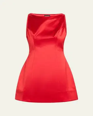 Retrofete Livie Satin Mini Dress - Red