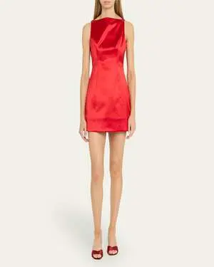 Retrofete Livie Satin Mini Dress - Red