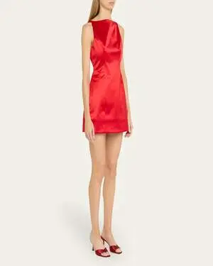 Retrofete Livie Satin Mini Dress - Red