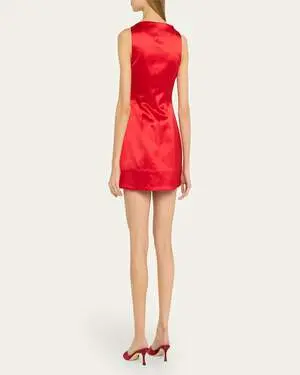 Retrofete Livie Satin Mini Dress - Red