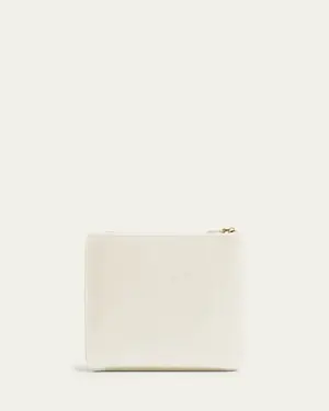 Valentino Garavani Vlogo Medium Leather Flat Pouch Bag - Light Ivory
