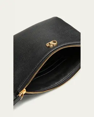 Valentino Garavani Vlogo Medium Leather Flat Pouch Bag - Light Ivory
