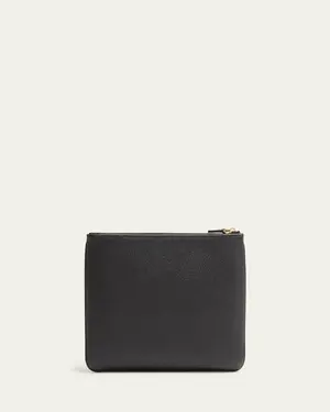 Valentino Garavani Vlogo Medium Leather Flat Pouch Bag - Light Ivory