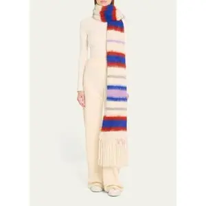 THE ELDER STATESMAN Thistle Striped Fur Scarf