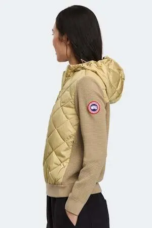 Canada Goose Hybridge Quilted Knit Hooded Jacket - Ecru Beige
