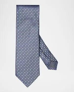 Eton Eton Geometric Woven Silk Neck Tie Dark Blue