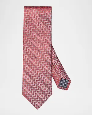 Eton Geometric Woven Silk Neck Tie - Red