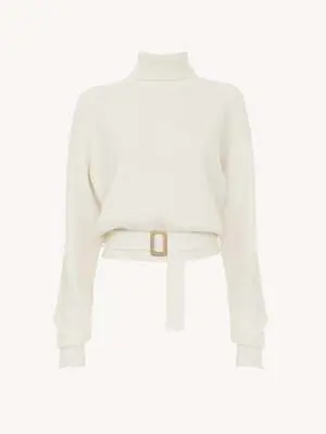 Chloé High Neck Jumper With Belt - White