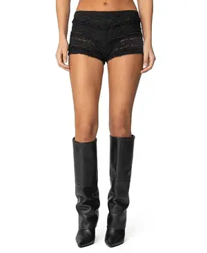 EDIKTED Maisley Sheer Lace Shorts - Black