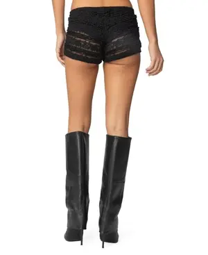 EDIKTED Maisley Sheer Lace Shorts - Black