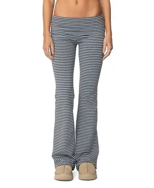 EDIKTED Kaeli Stripey Flared Leggings - Navy