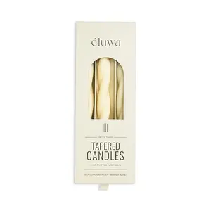 ELUWA STUDIO Ikome Thick Tapered Twist Candle, 3 Pack - Ivory