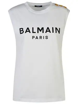 Balmain Cotton Tank Top - White