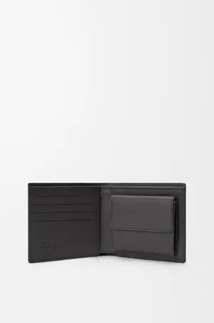 Loewe Puzzle Bifold Coin Wallet In Classic Leather Skin - Asphalt Grey/storm Blue