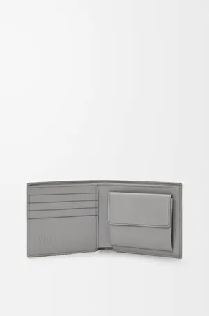 Loewe Puzzle Bifold Coin Wallet In Classic Leather Skin - Winter Brown/ash Grey