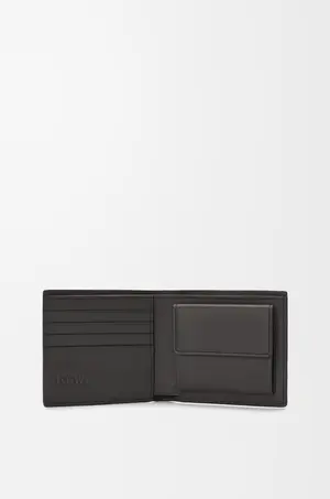 Loewe Bifold Coin Wallet In Textured Classic Leather Skin - Dark Grey